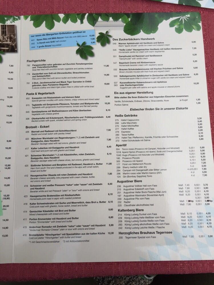 Speisekarte von Königlicher Hirschgarten restaurant, München ...