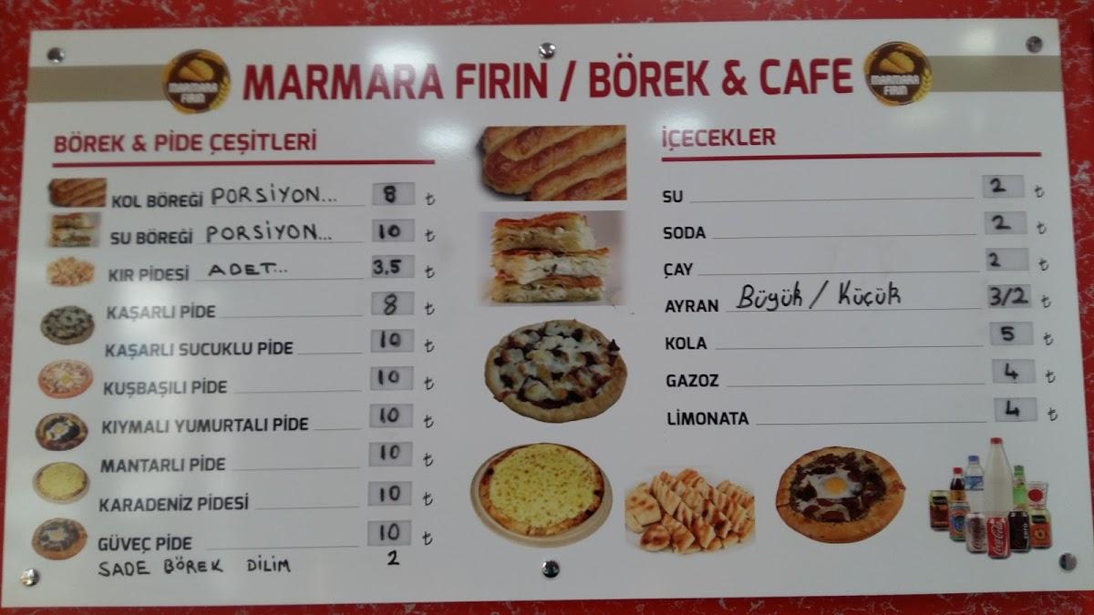 Menu at Marmara Börek cafe, Adalar