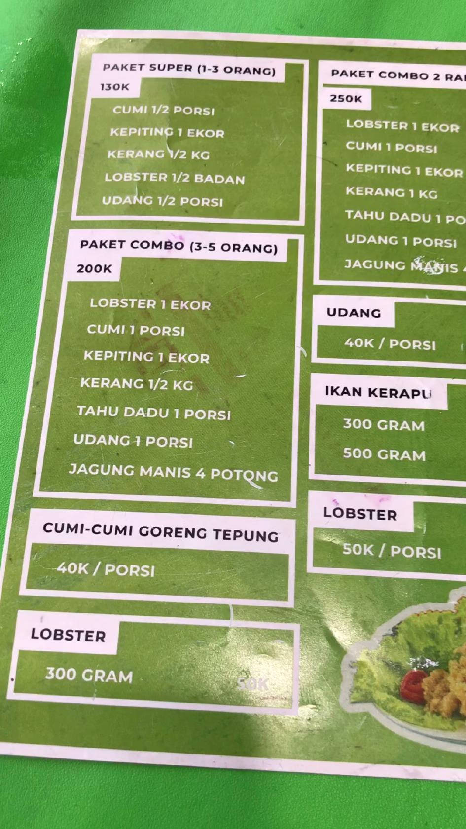 Menu at Pecel Lele Kaisa restaurant, Padang