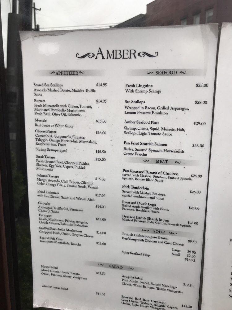 Carta de parrilla Amber Steak House, Nueva York