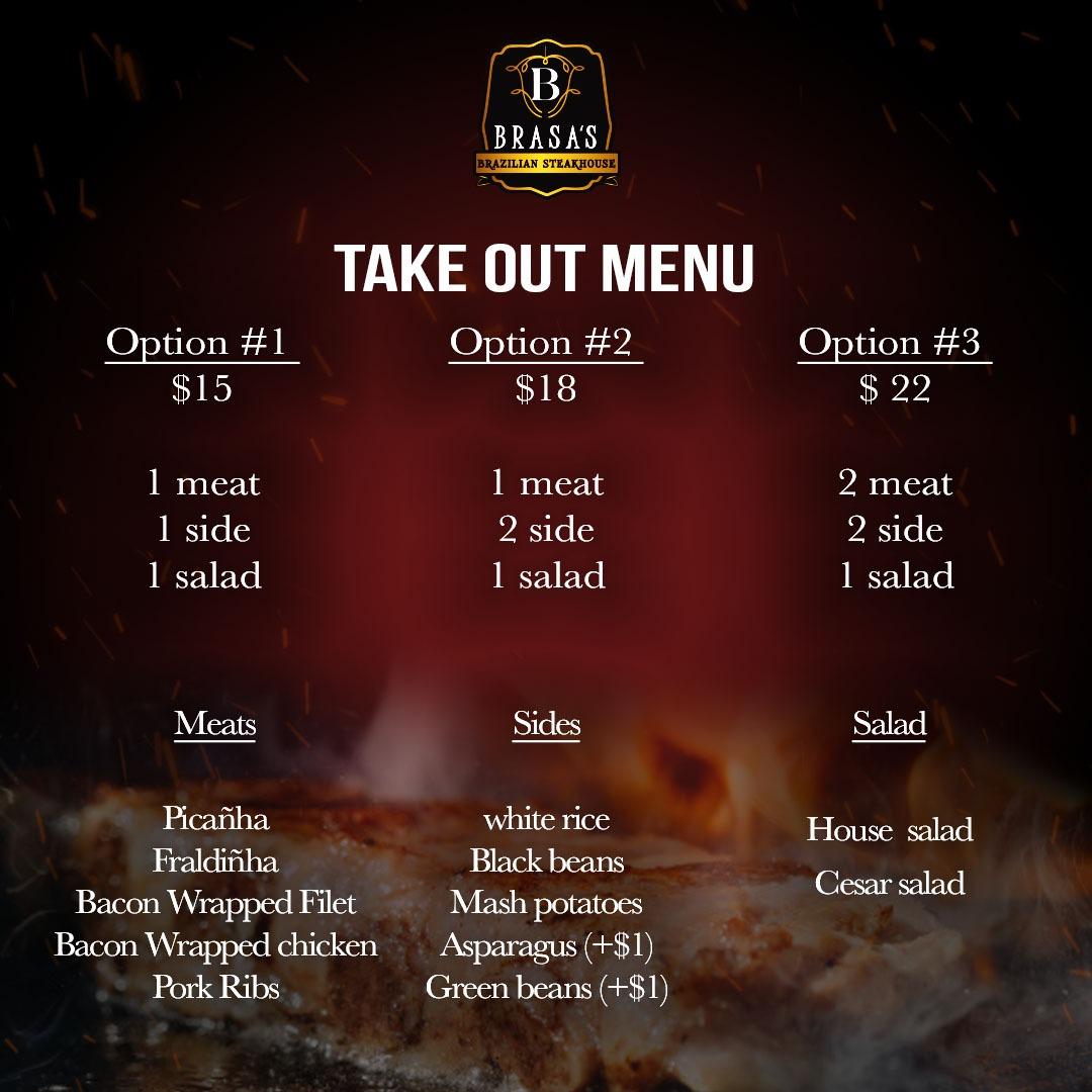 Menu at Brasa's Brazilian Steakhouse, Houston