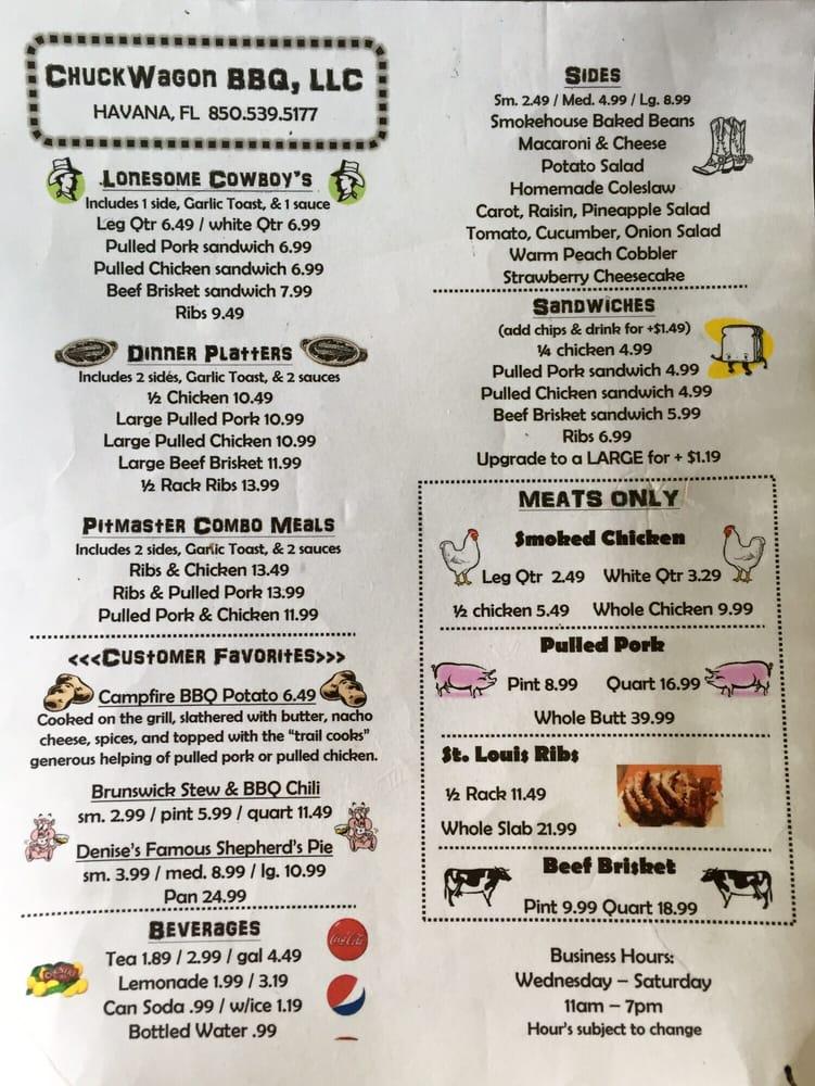 Menu at Chuckwagon BBQ, LLC, Havana