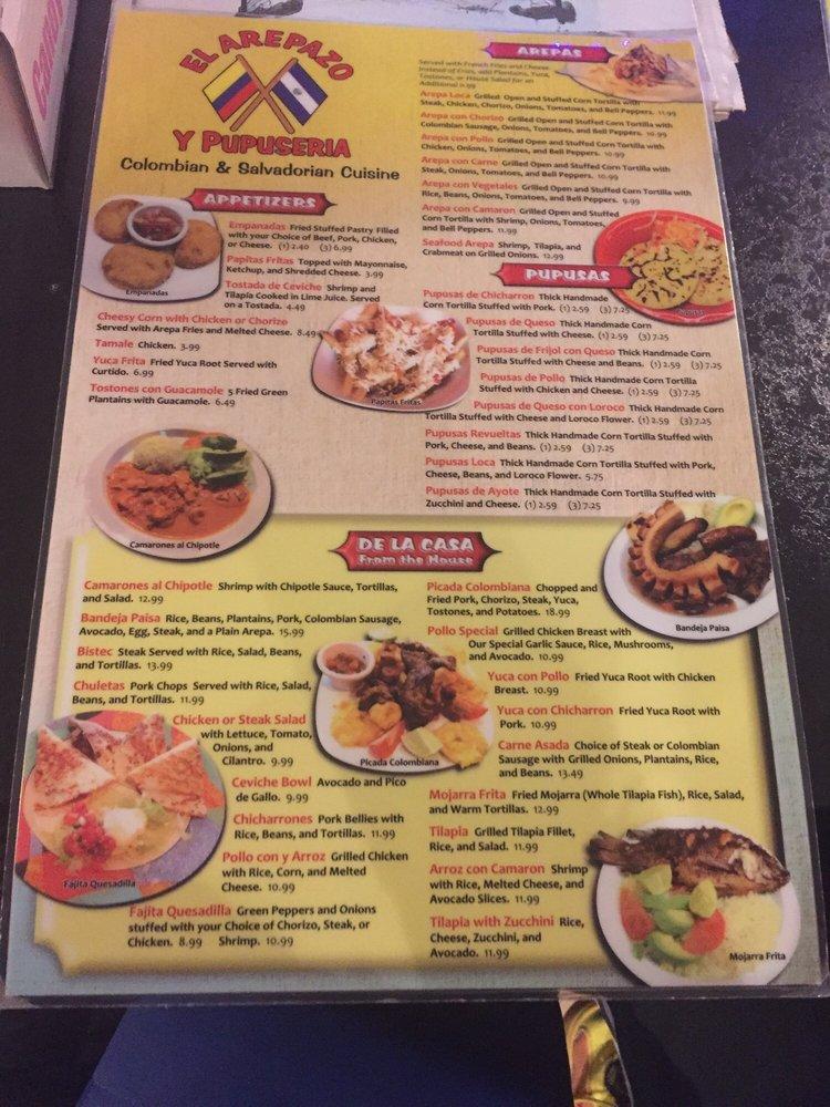 Menu at El Arepazo Y Pupuseria restaurant, Fairview Park