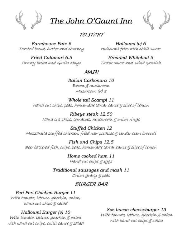 Menu at John Of Gaunt Inn pub & bar, Stockbridge, Horsebridge Rd