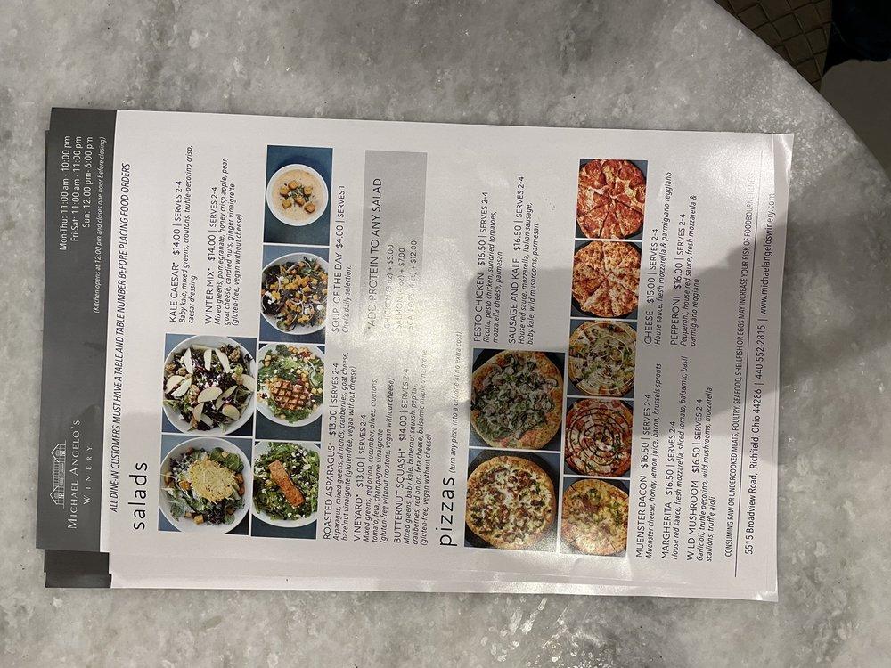 Menu at Michael Angelos Winery restaurant, Richfield