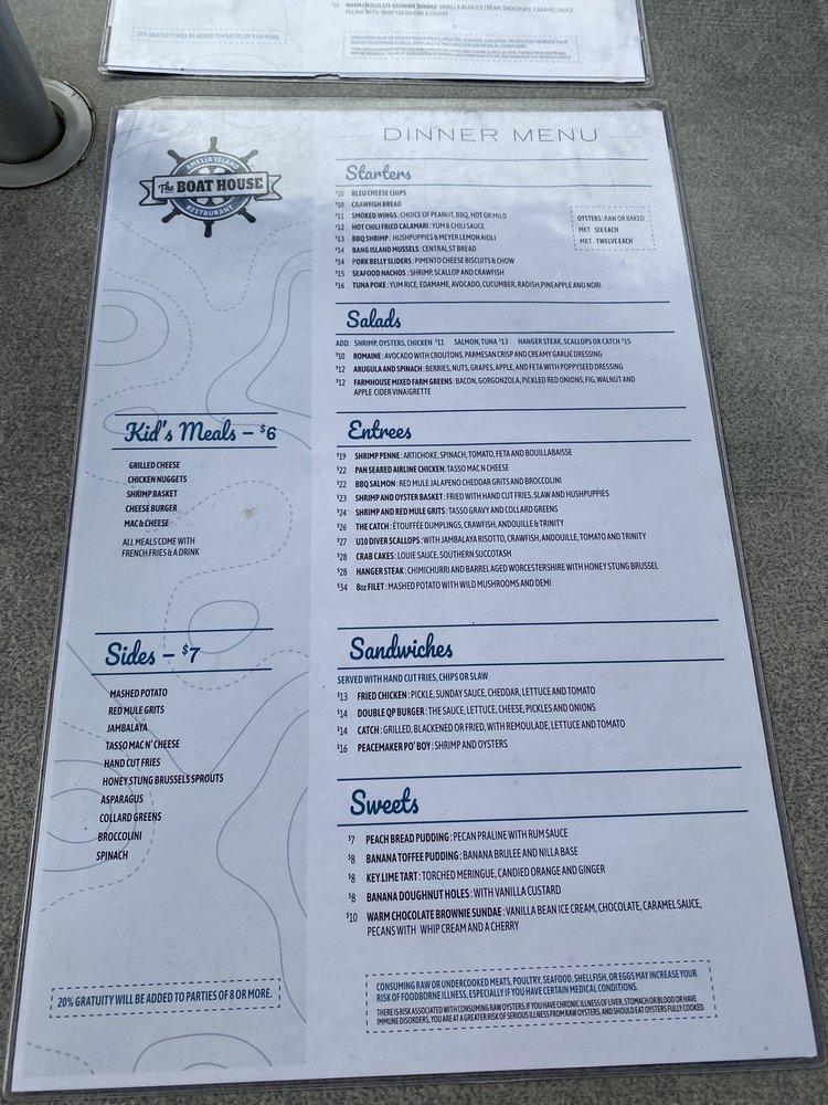 Menu at The Boat House pub & bar, Fernandina Beach