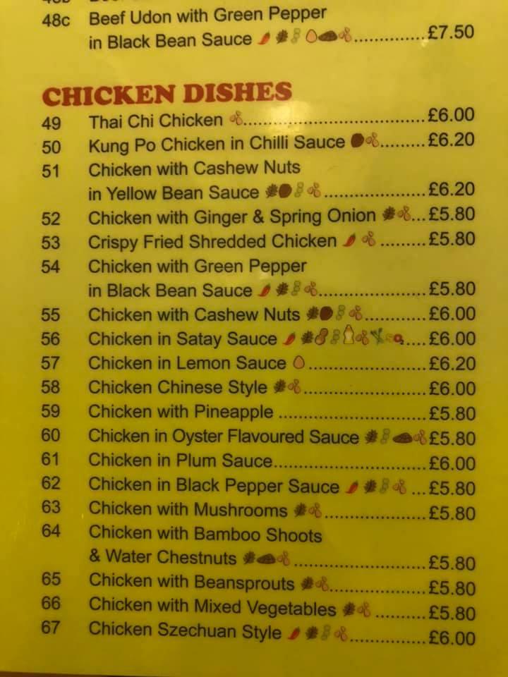 Menu at The Peking Palace fast food, Swanscombe