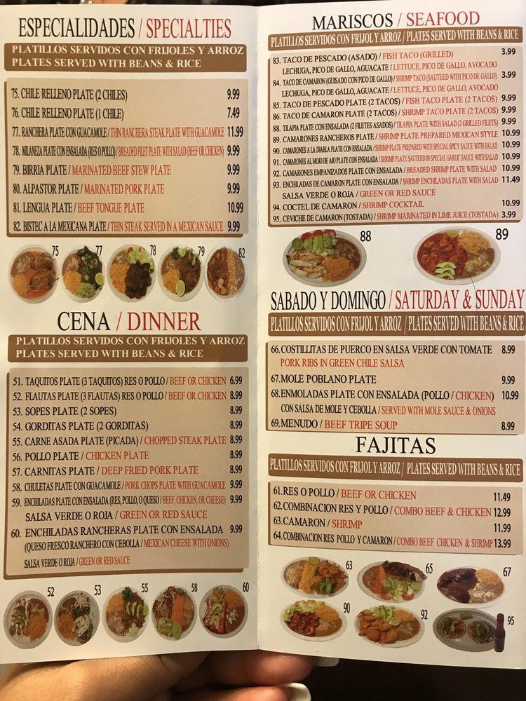 Menu at Chile Relleno Mexican Food restaurant, Carson, 194 E Carson St