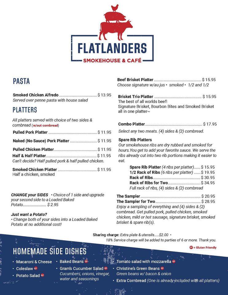 Menu at Flatlander's Restaurant & Catering, Patten