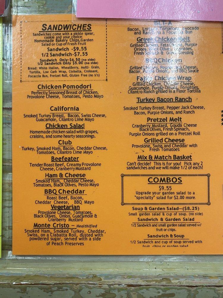 Menu at Gidgets Sandwich Shack restaurant, Wichita Falls