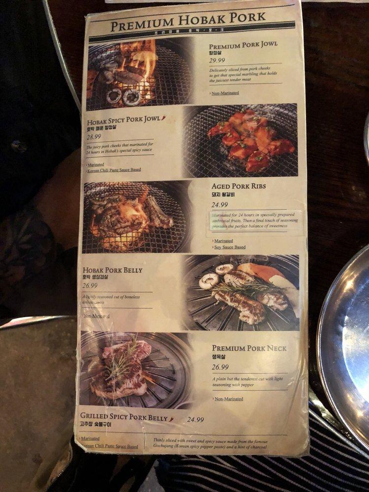Menu at Hobak Korean BBQ, Las Vegas
