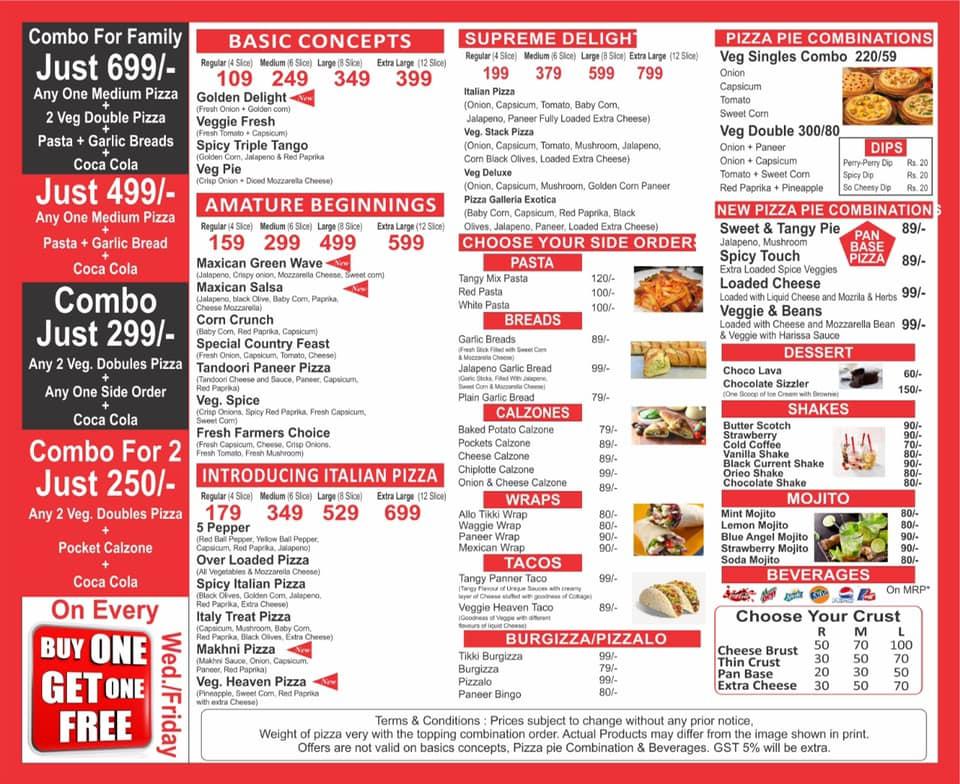 Menu at PIZZA GALLERIA Gurugram, Gurugram, shop no 3