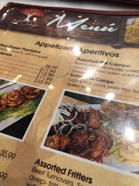 Menu at Pal Campo Restaurant, Orlando