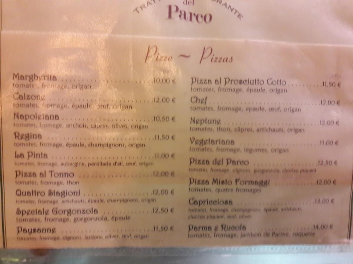 Menu au Trattoria Del Parco pub et bar, Sceaux