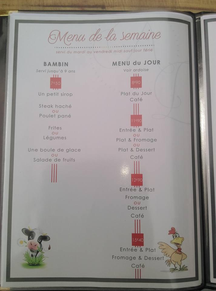 Menu at Restaurant l'Auberge du Lavoir, Sainte-Julie