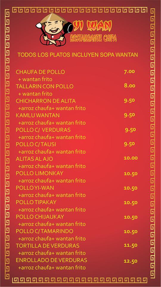 Menu at Restaurante chifa YI-WAN, Tacna