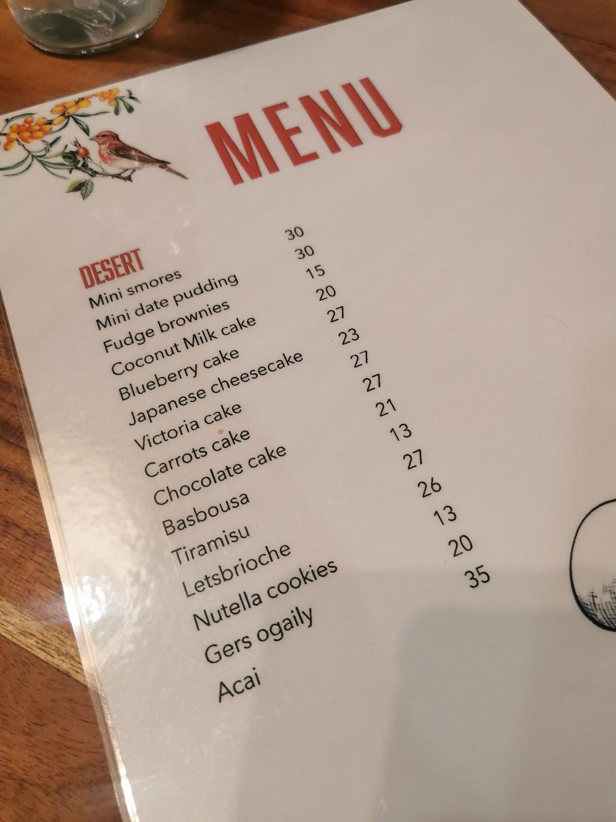 Menu at The Coffee Address cafe, Khor Fakkan