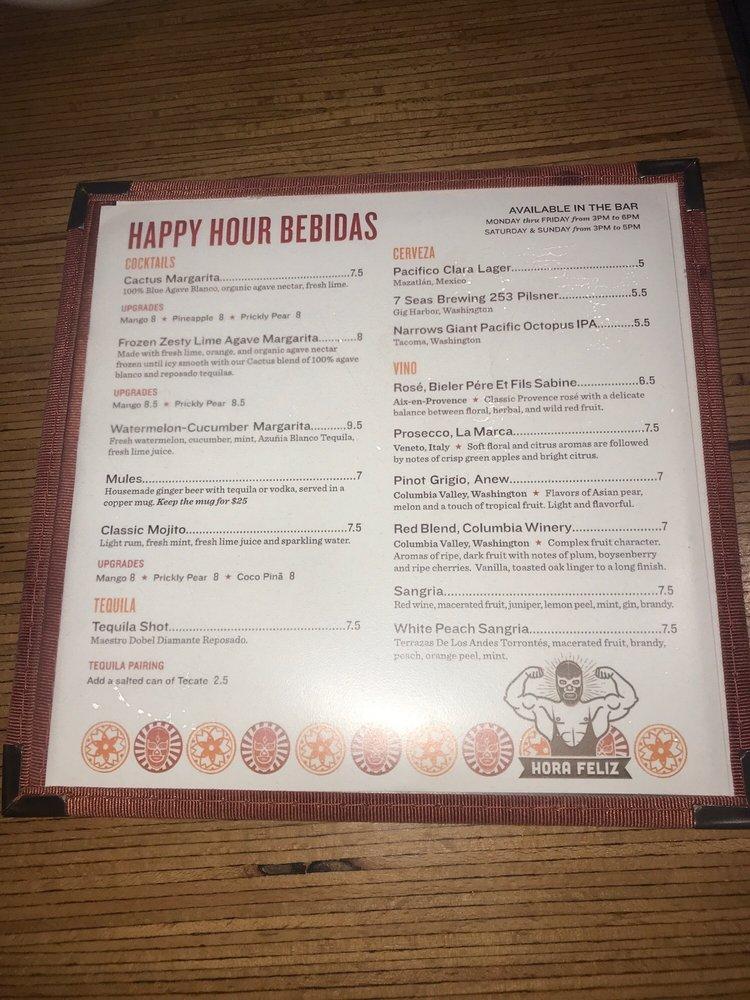 Menu at Cactus Restaurant Proctor, Tacoma