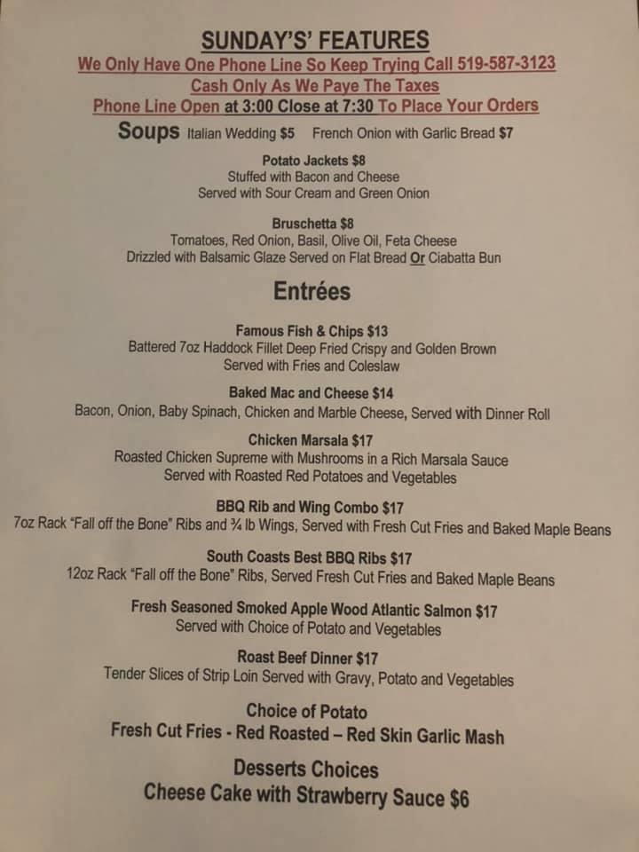Menu at D and D's Family Dining restaurant, Jarvis
