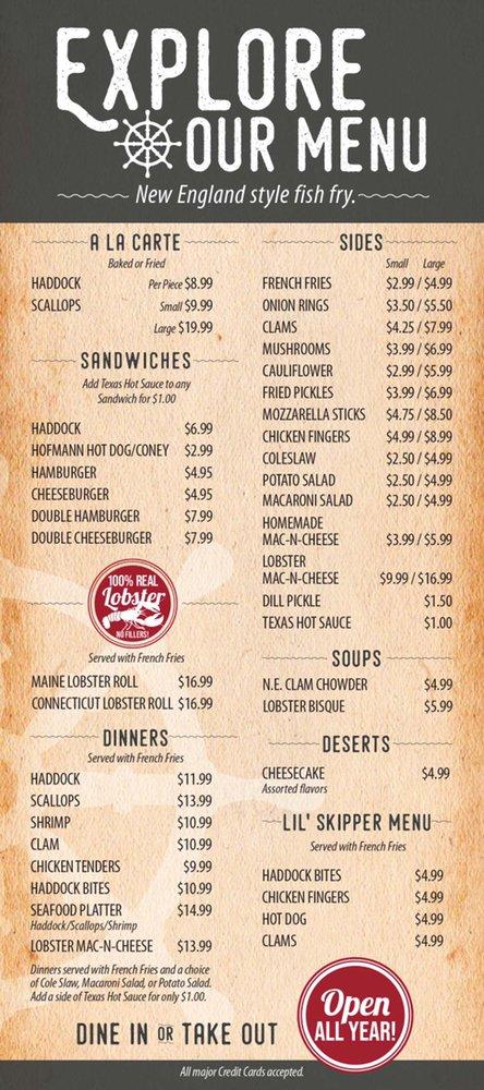 Menu at Skip's Fish Fry restaurant, Oswego