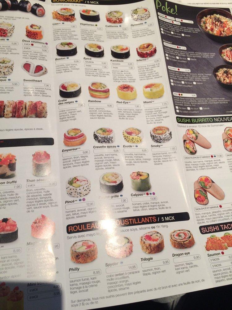 Menu at Sushi Shop restaurant, Laval, Boulevard Saint-Martin O