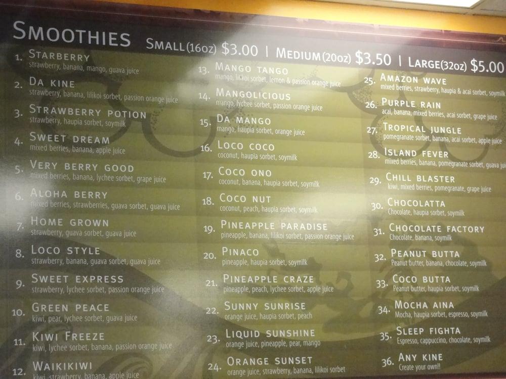 Menu at Da Spot pub & bar, Honolulu, S King St