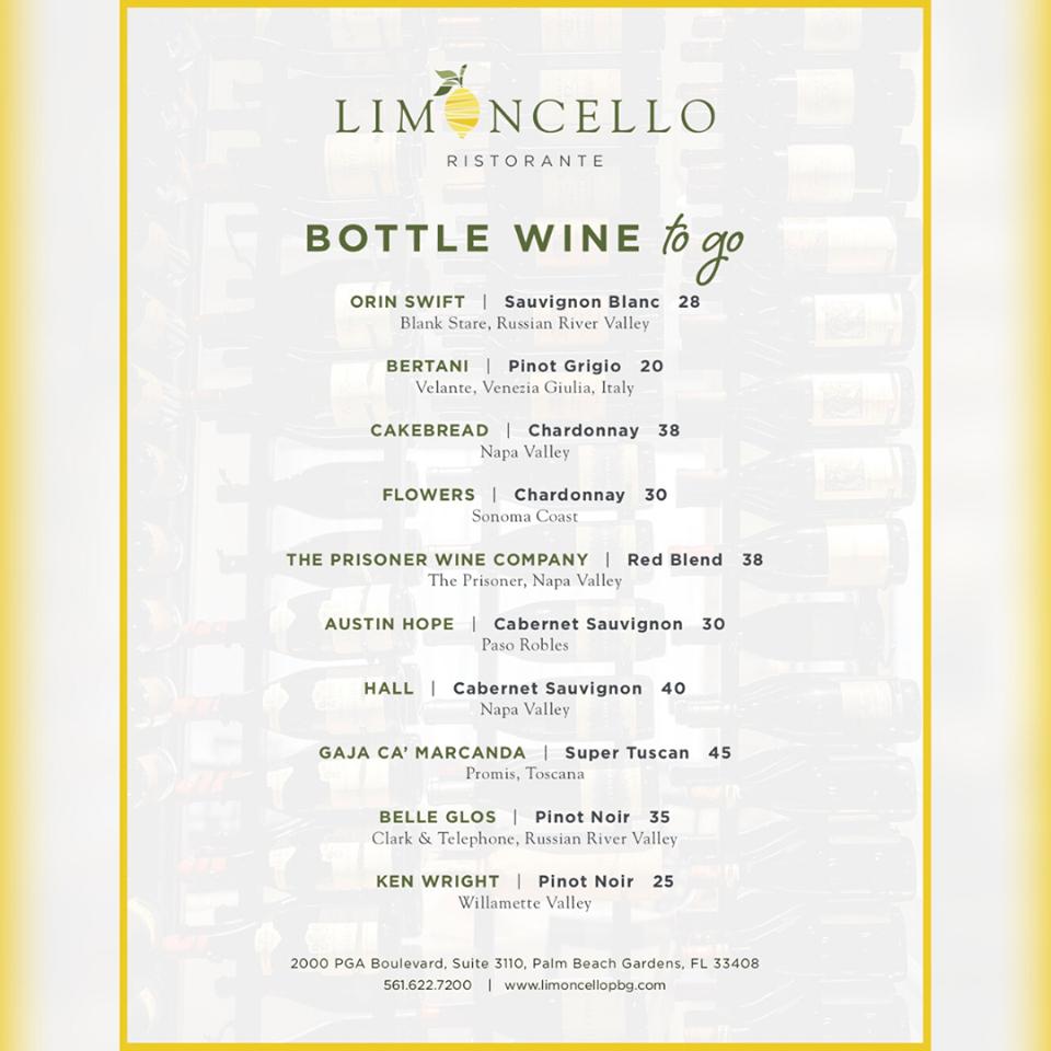 Menu at Limoncello Ristorante restaurant, Palm Beach Gardens, Pga Blvd