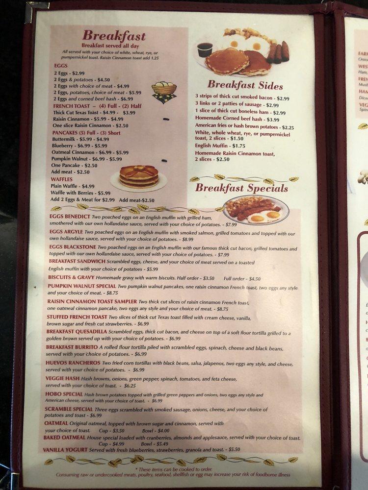 Menu at Lynn's on First cafe, Brighton