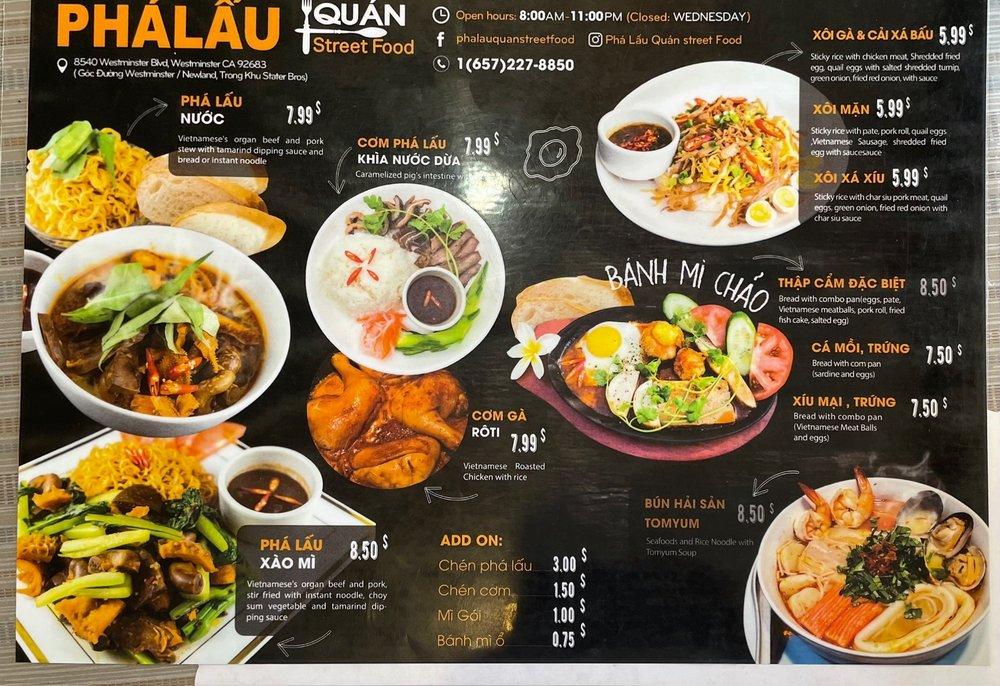 Menu at Pha Lau Quan Street Food restaurant, Westminster