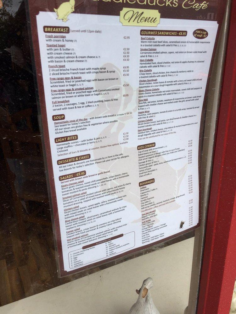 Menu at Puddleducks Café cafe, Cong