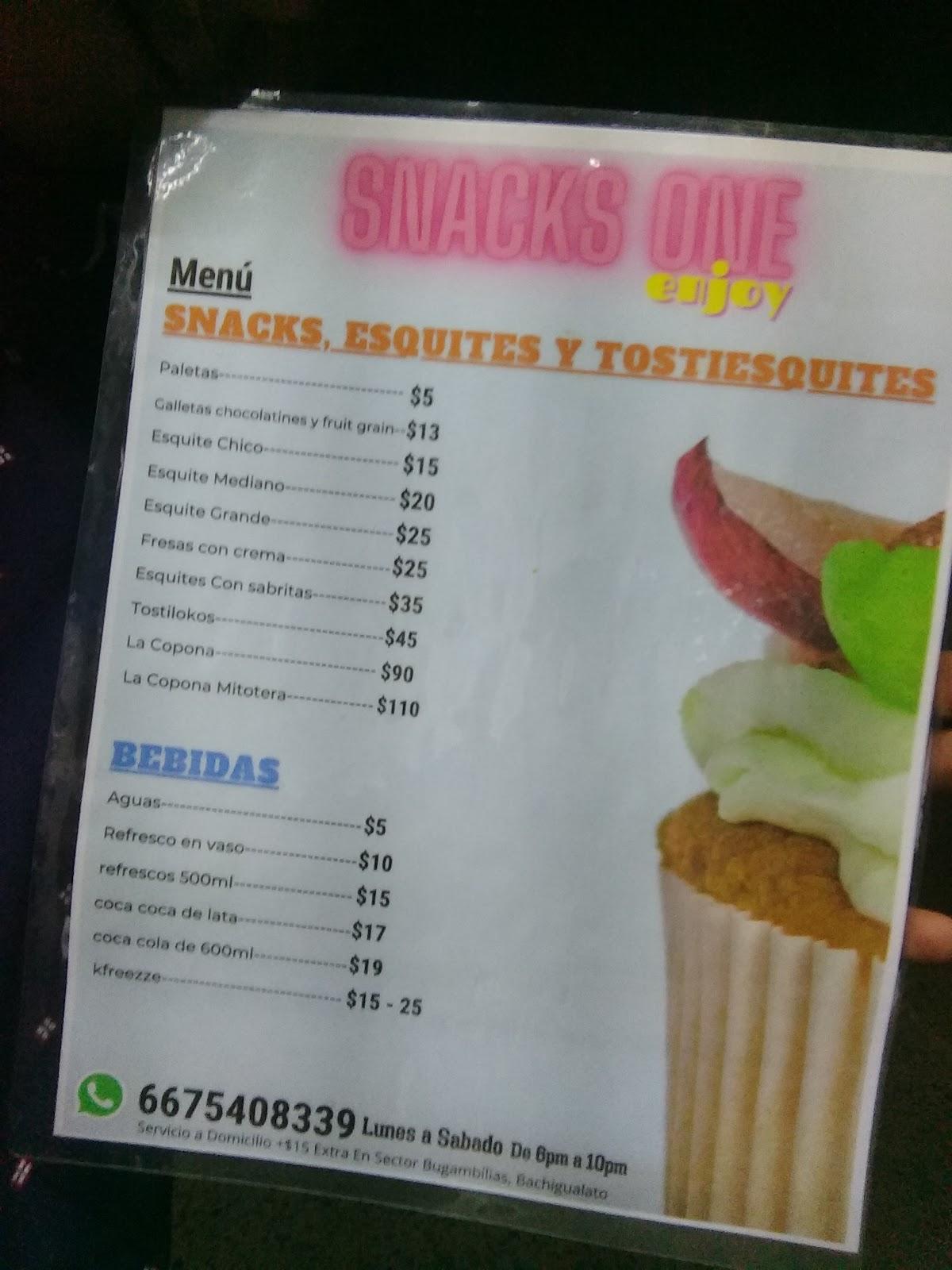 Menu at Snacks One (La Mitotera) restaurant, Culiacán