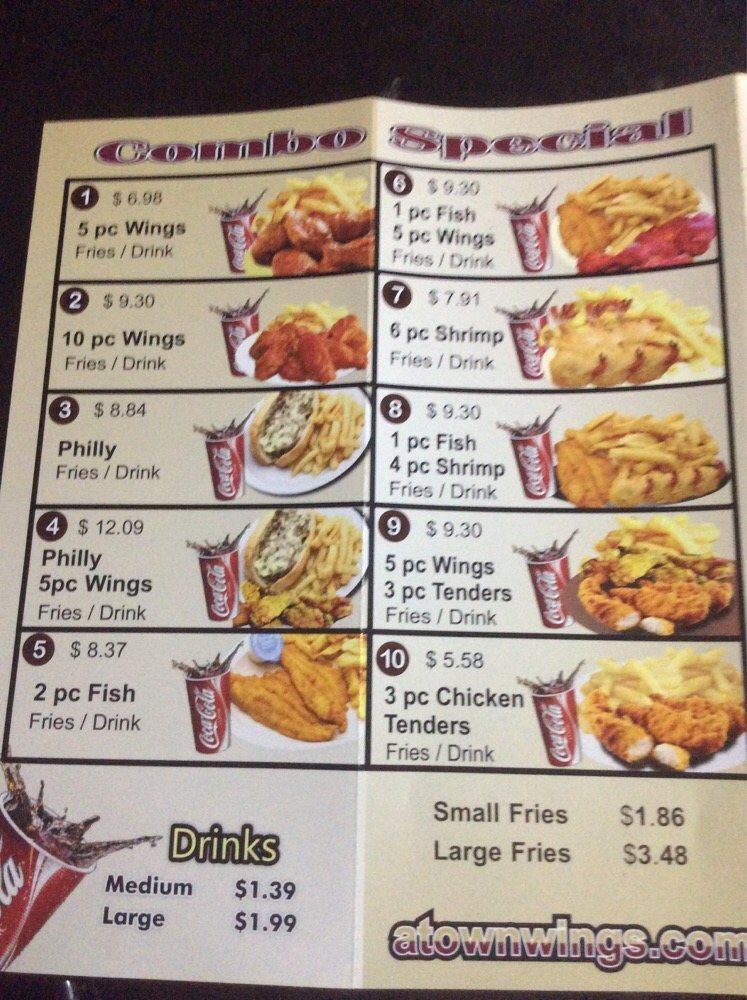 Menu at A Town Wings restaurant, Tallahassee, 360 W Tharpe St