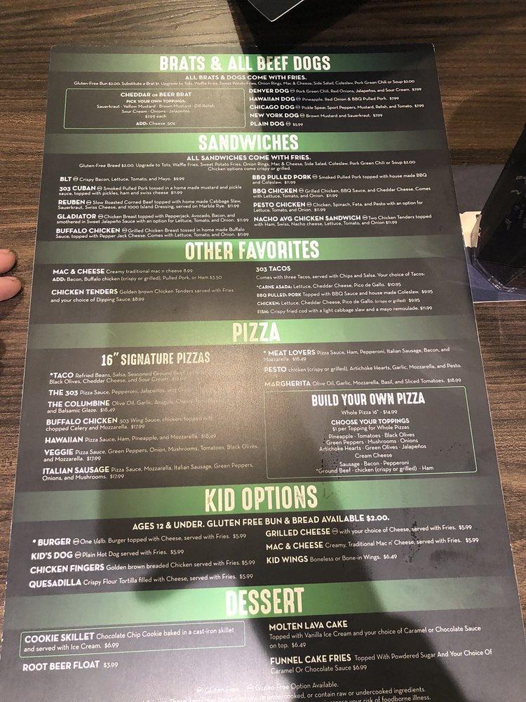 Menu at The 303 Sports Grill pub & bar, Littleton
