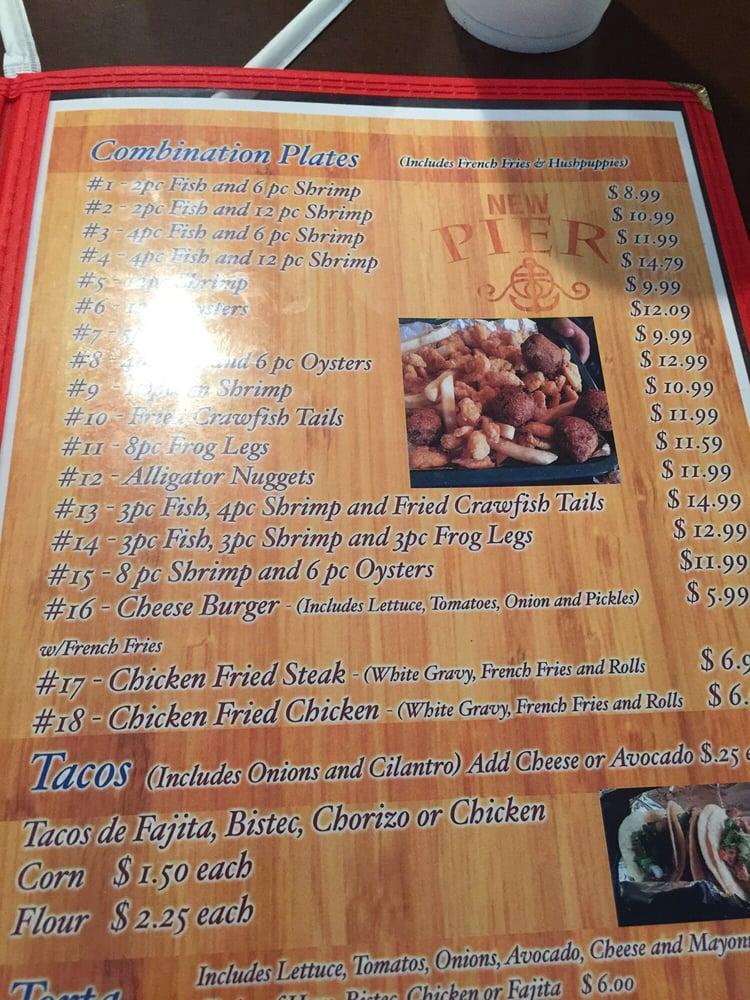 Menu at The New Pier restaurant, White Oak