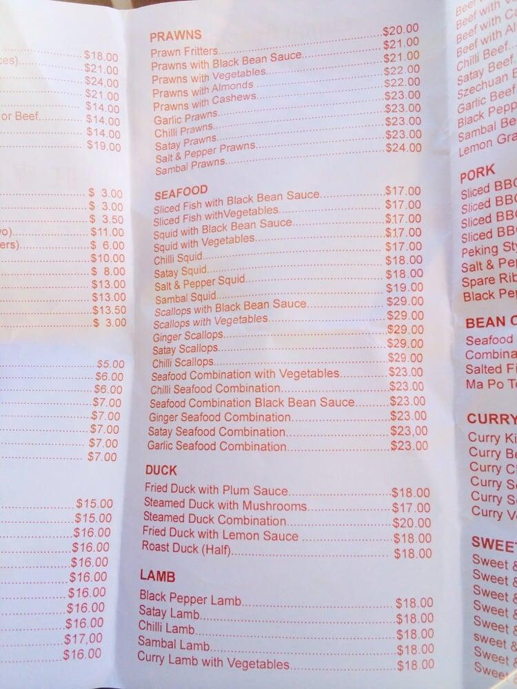 Menu at The Wang's Treasure House restaurant, Morley