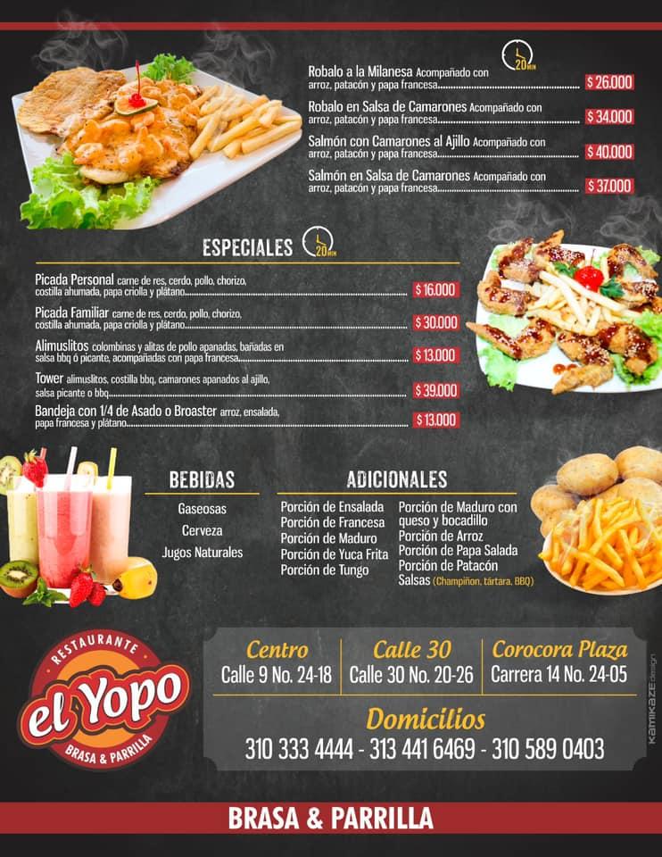 Carta de El Yopo Brasa Y Parrilla II, Yopal