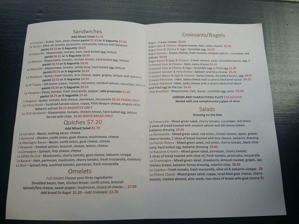 Menu at Benjamin French Bakery & Cafe, Orlando