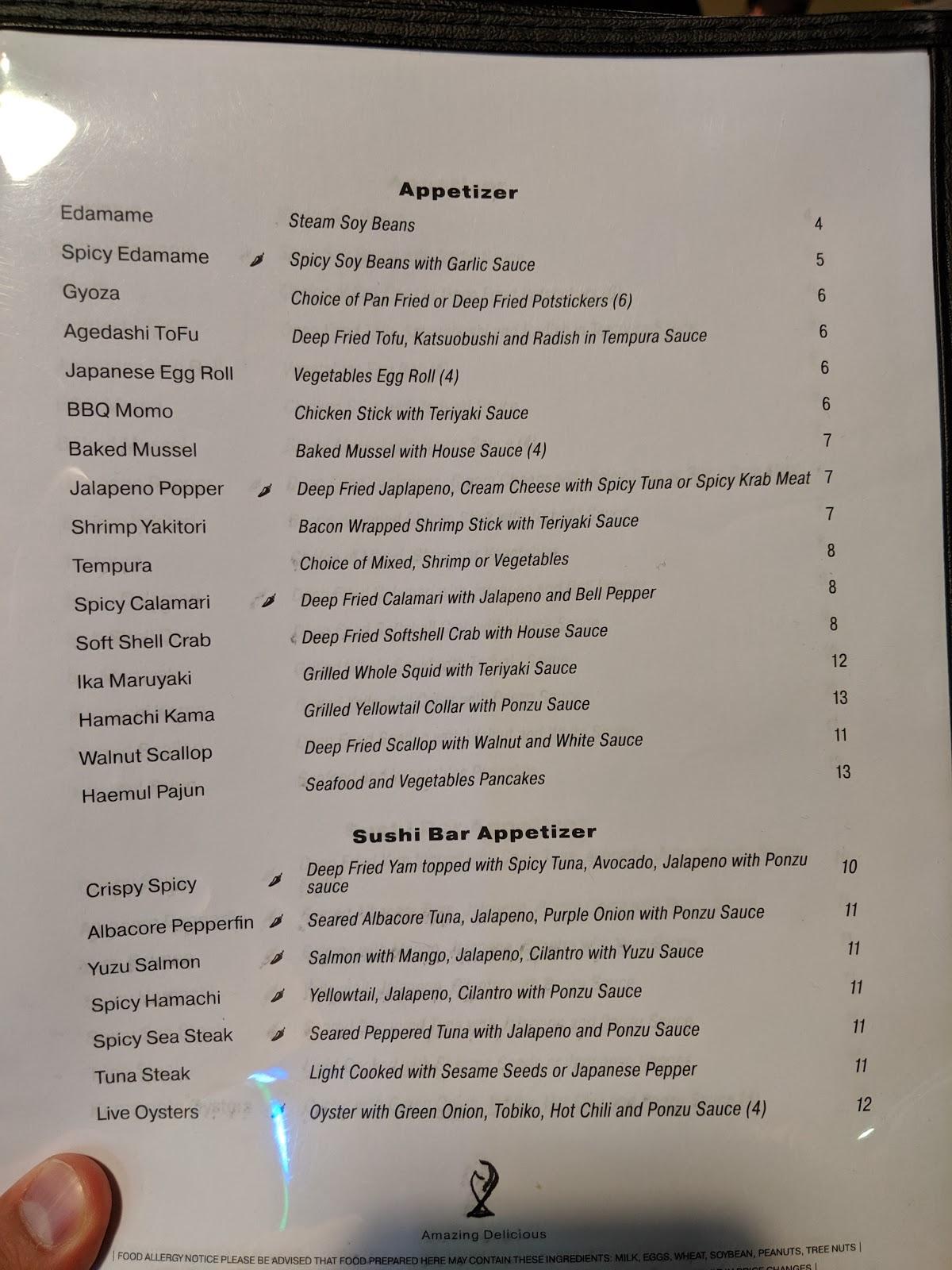 Menu at Hoki Korean BBQ & Japanese Cuisine, Modesto