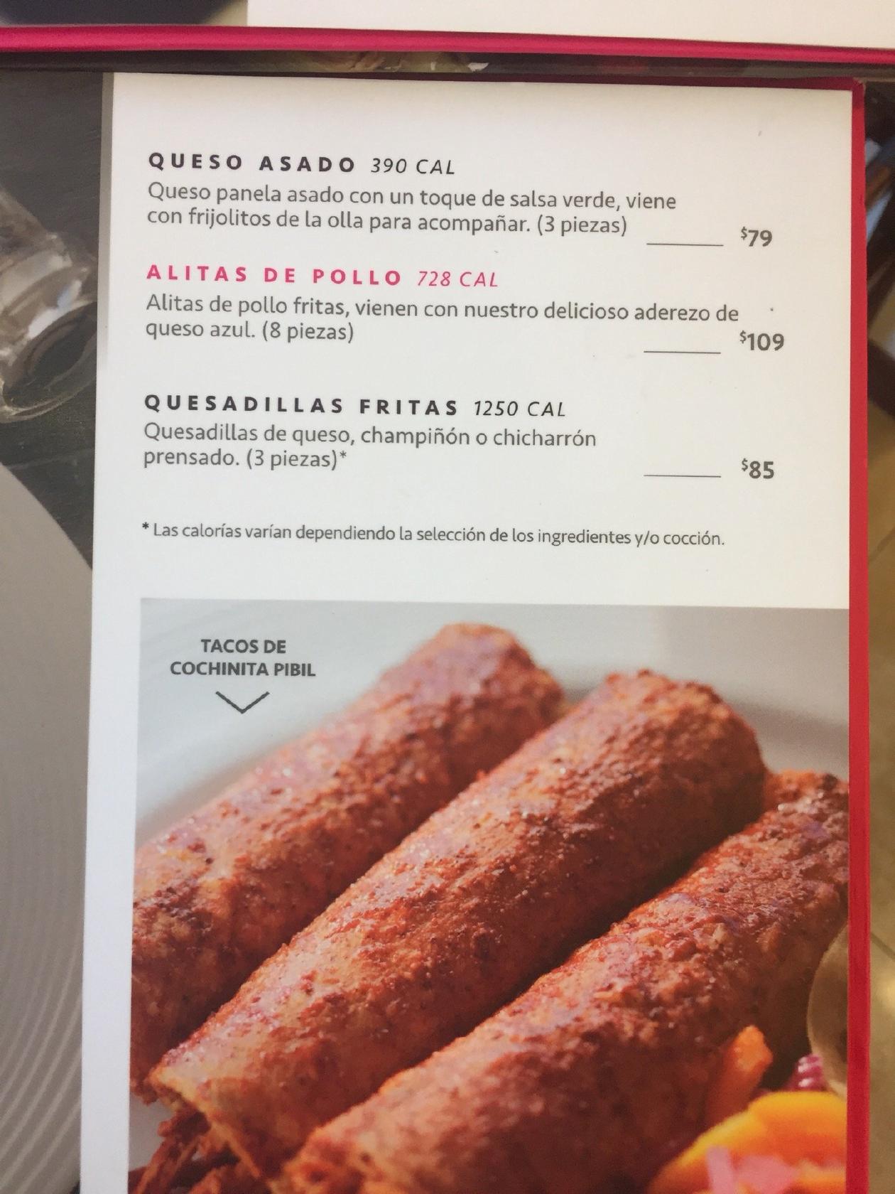 Carta de Restaurante Liverpool, San Miguel de Allende