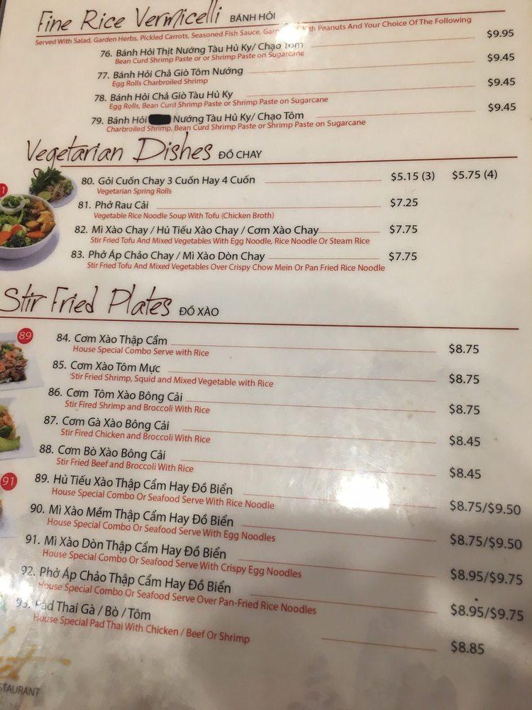 Menu at Pho Viet Vietnamese Noodle and Grill restaurant, Eastvale