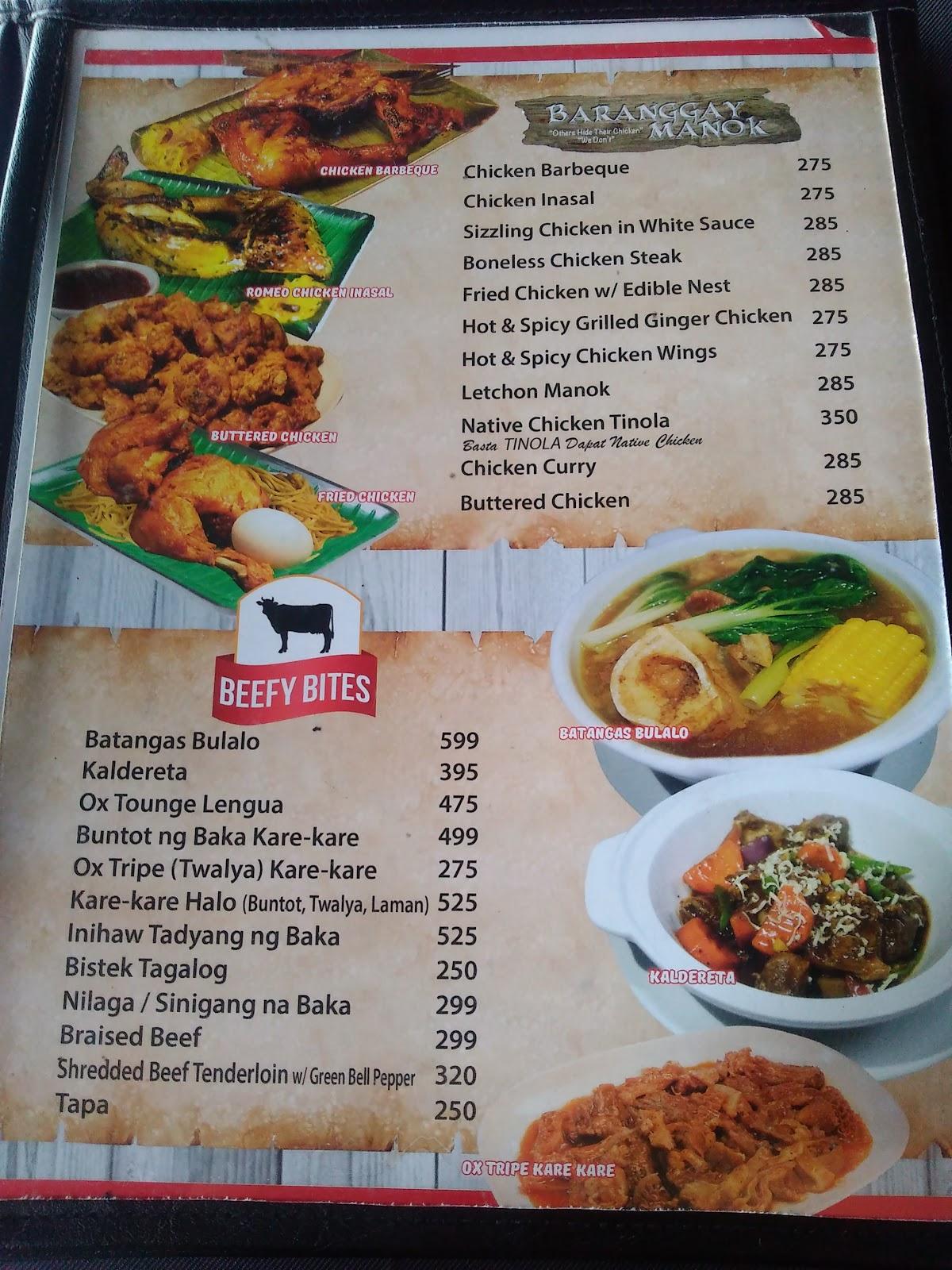 Menu at Romeo's Restaurant Sumulong Highway Antipolo, Antipolo