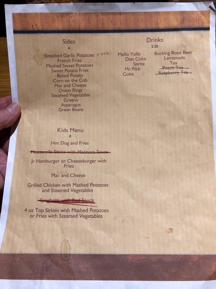 Menu at Bama Bucks steakhouse, Sardis City