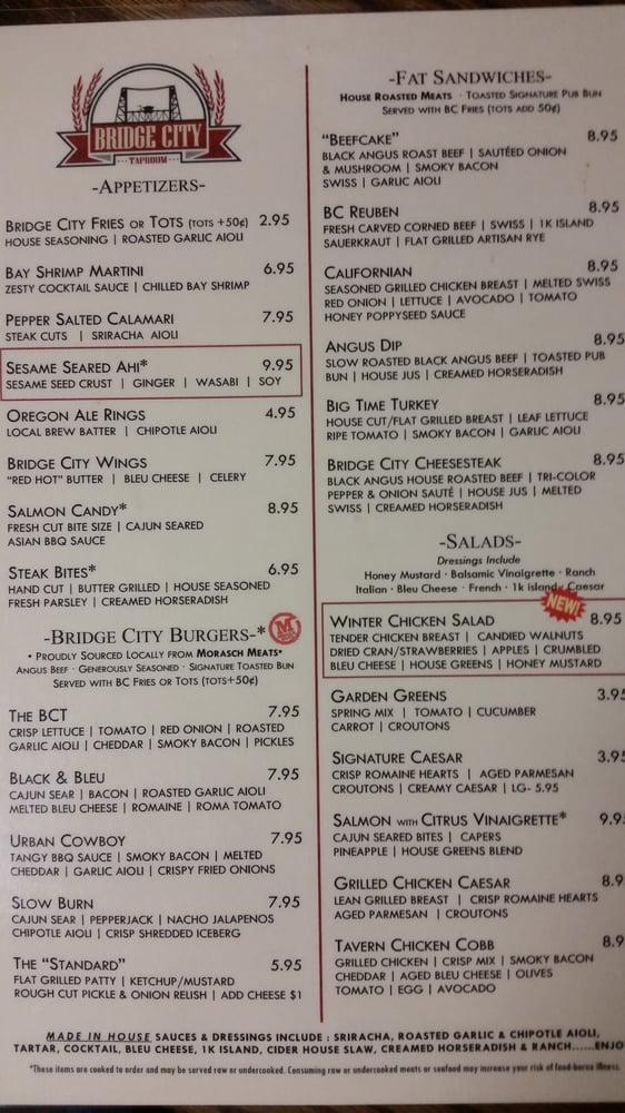 Menu at bridge city taproom pub & bar, Portland, 620 SE 122nd Ave