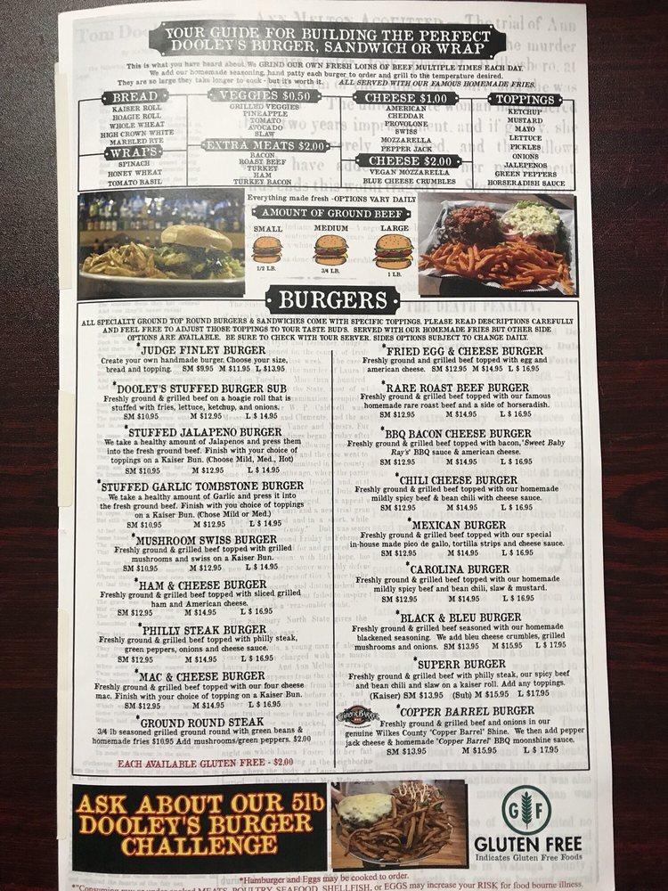Menu at Dooley's Tavern and Grill pub & bar, Wilkesboro