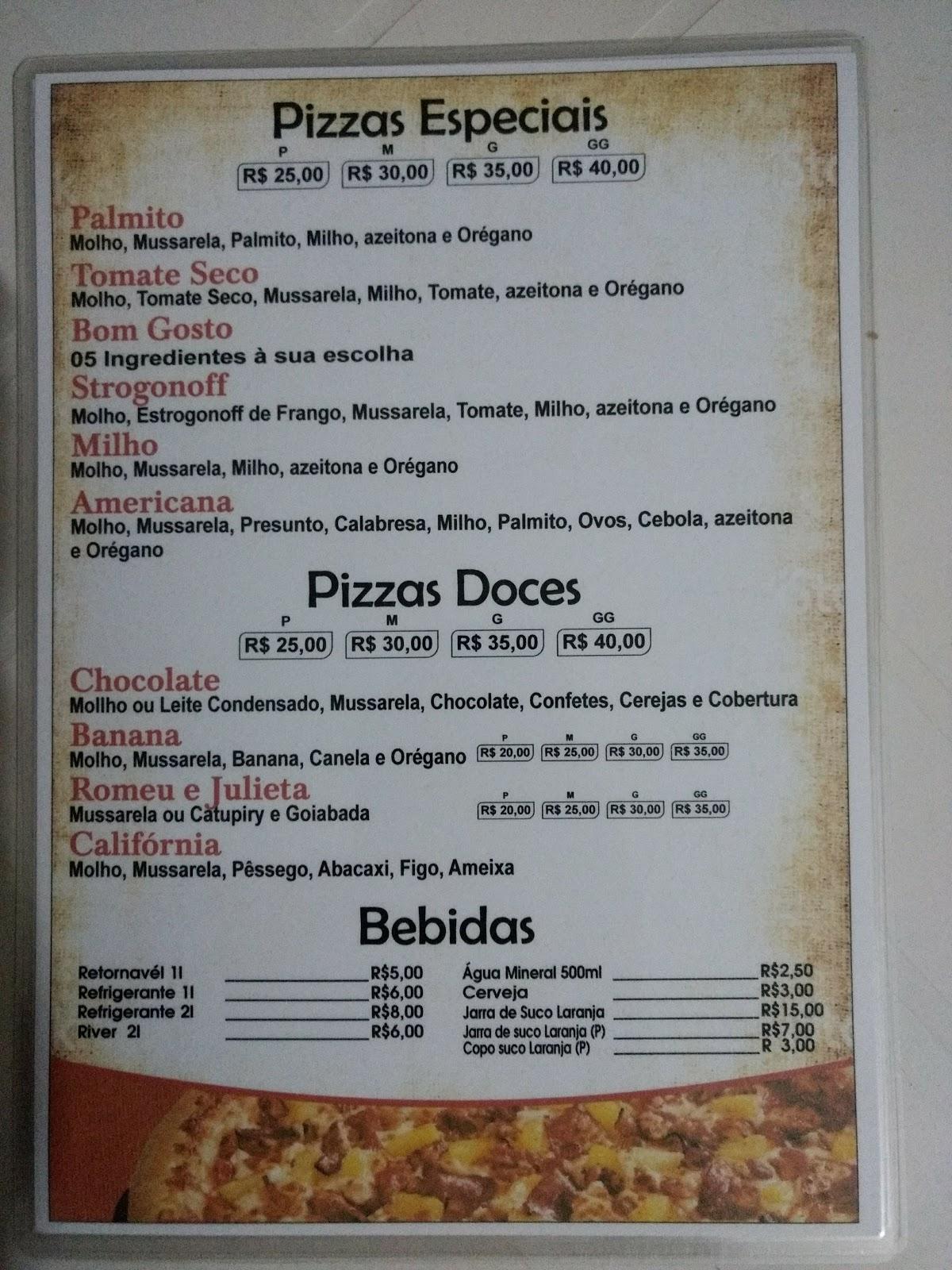 Menu at Fast Pizza Uma Aventura De Sabores restaurant, Brazil
