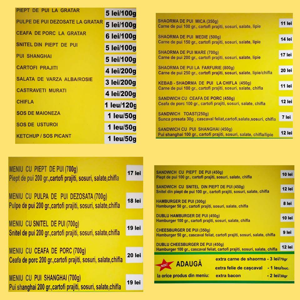 Menu at Fresh Chicken Sebastian, Bucharest