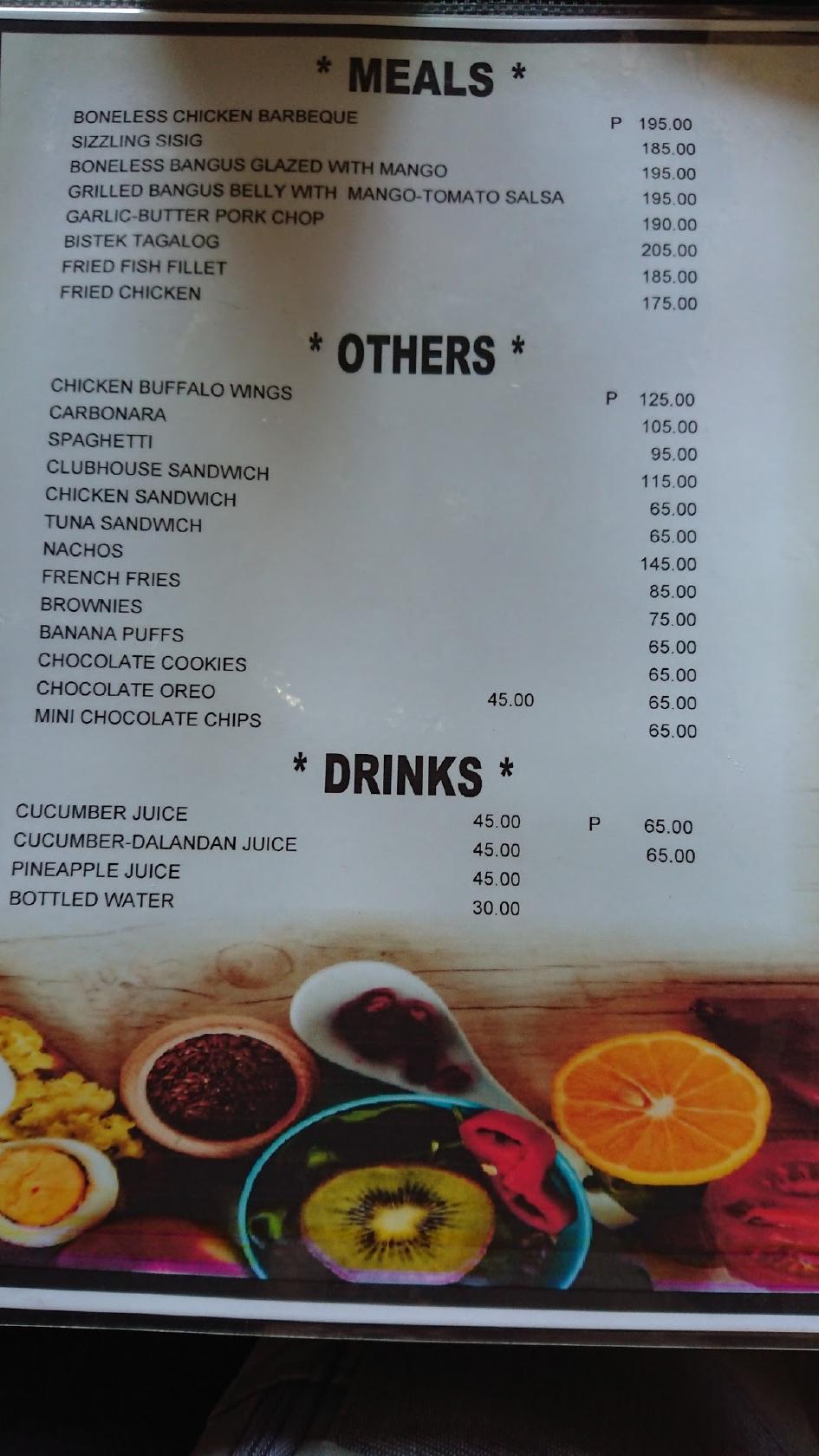 Menu at Marcela's Bed & Breakfast Cafe & Restaurant, Gamay