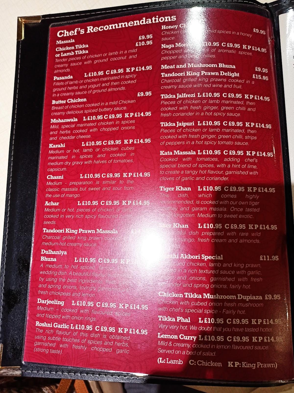 Menu at Nairn Tandoori restaurant, Nairn, 61 High St