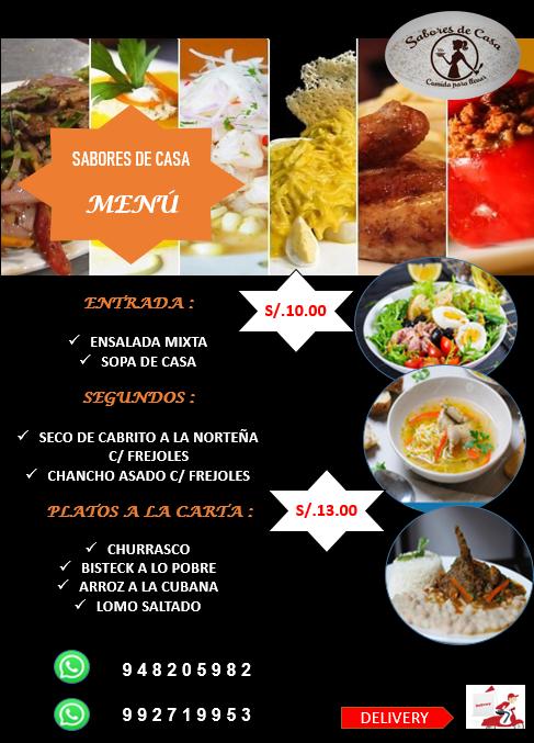 Menu at Sabores de Casa restaurant, Huacho