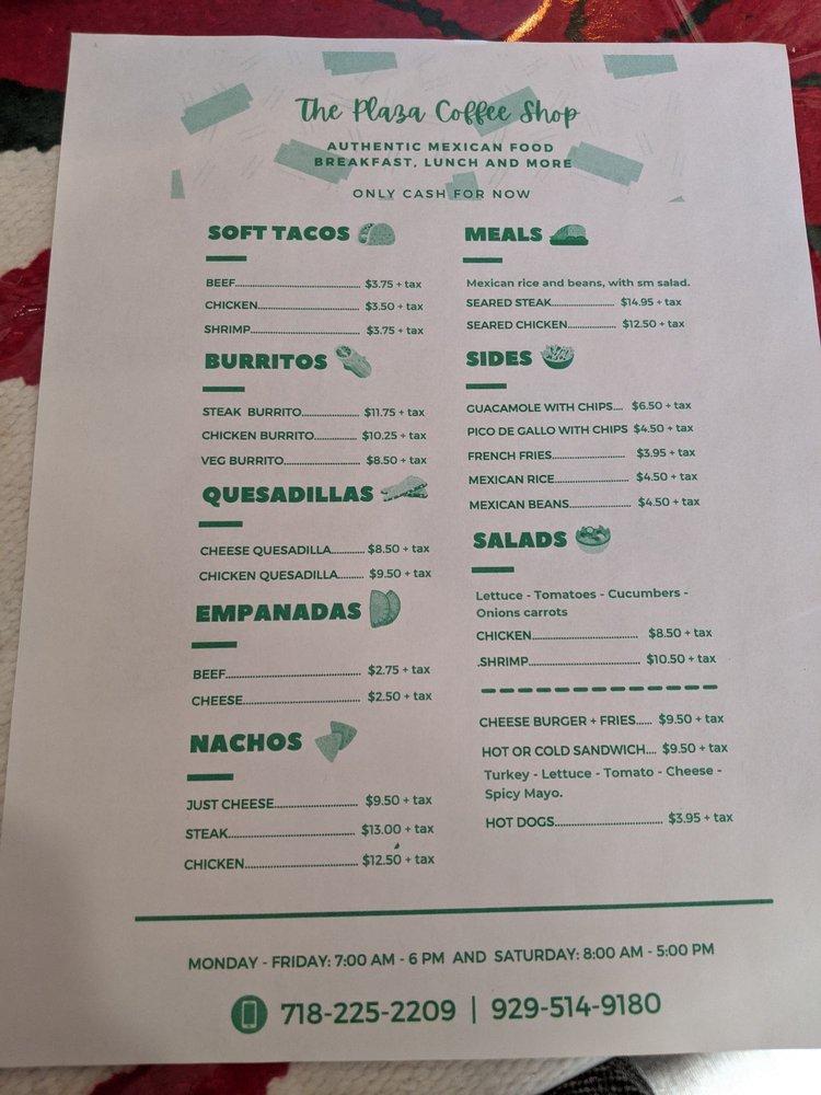 Menu at The Plaza Coffee Shop restaurant, New York City